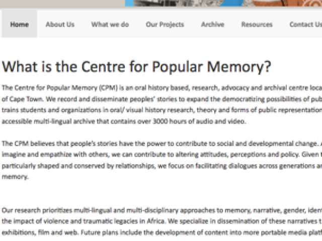 Centre for Popular Memory | The Centre for Curating the Archive